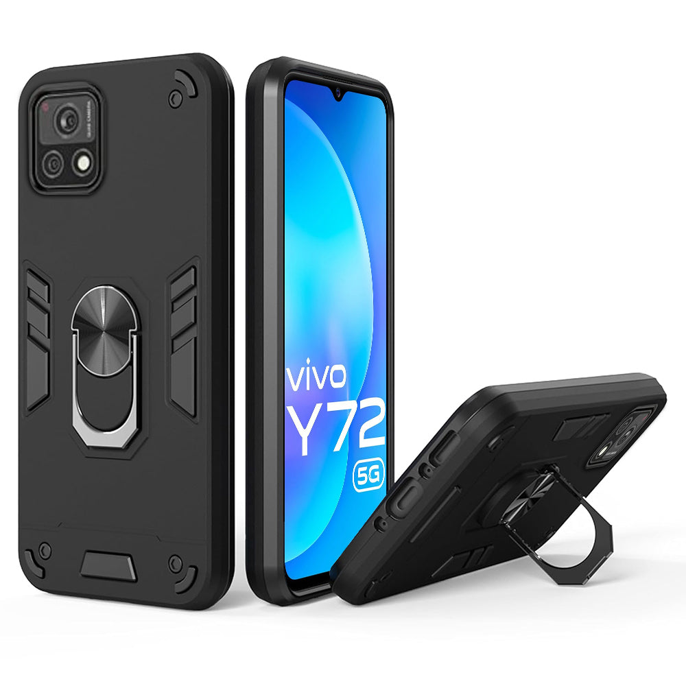 Casotec Armor Vivo Y72 5G Defender Case | Rotating Ring Holder ...